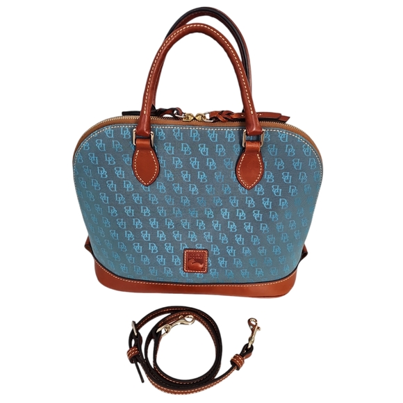 Dooney & Bourke | Bags | Dooney Bourke Turquoise Logo Leather Dome ...